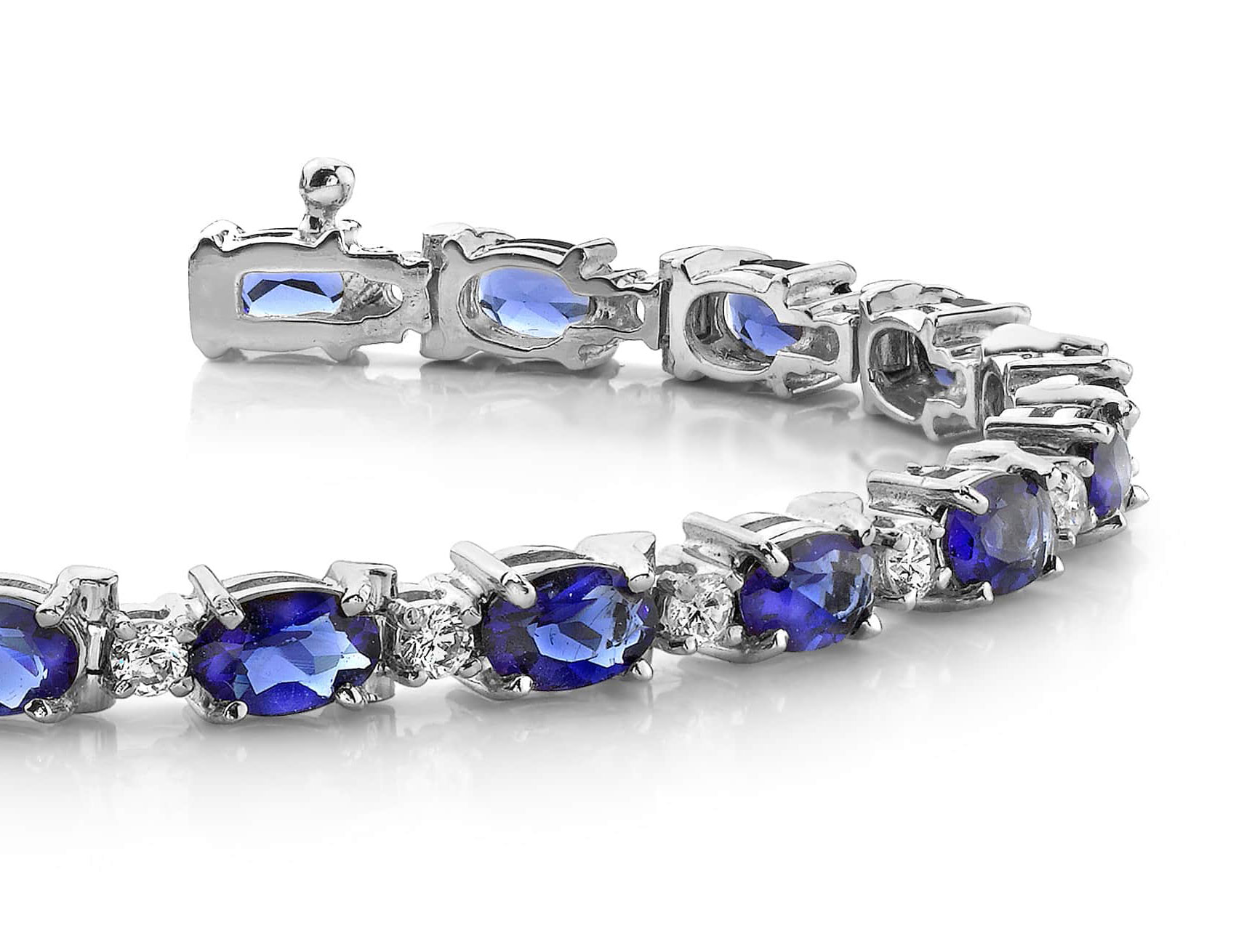 Elegant Diamond And Oval Colored Stone Bracelet Available In Platinum ...