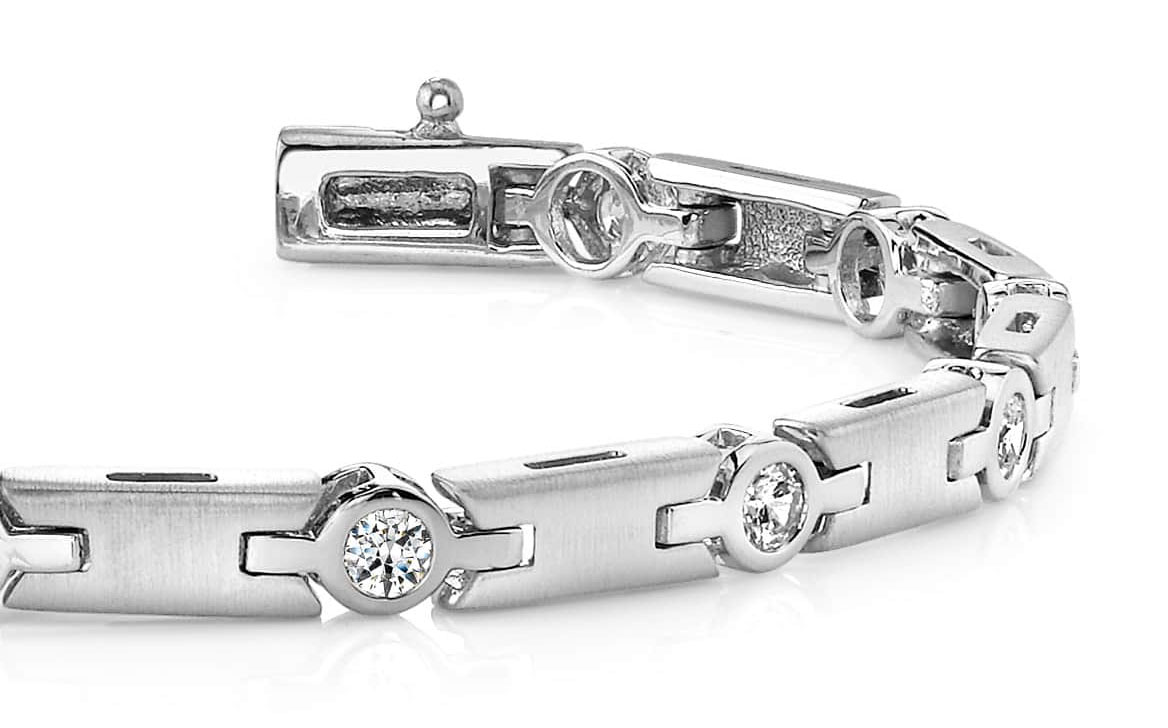 Solid H Link Diamond Bracelet Available In Gold Or Platinum