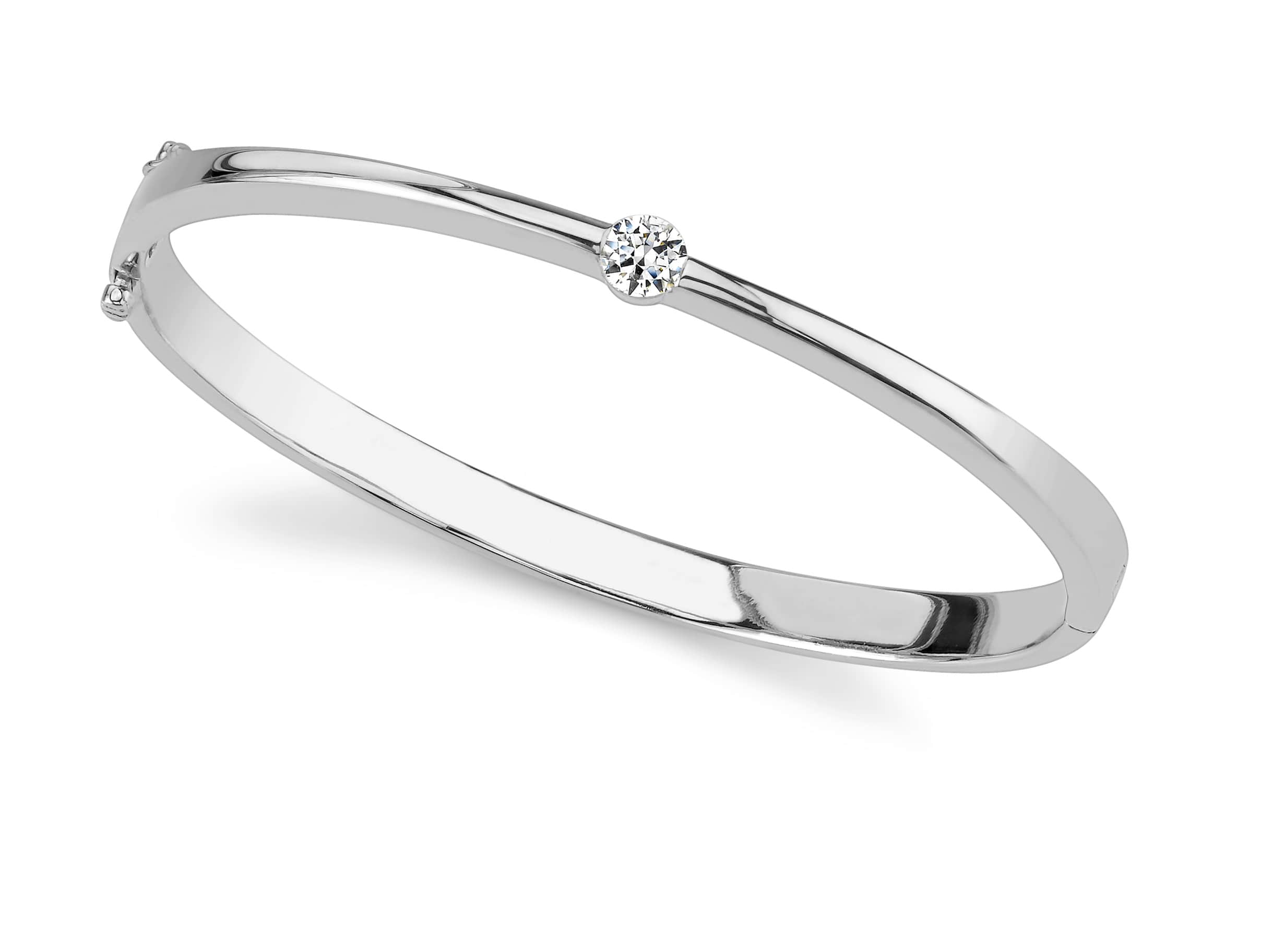 Single Shiny Diamond Bangle Bracelet In 18K 14K Gold Or Platinum
