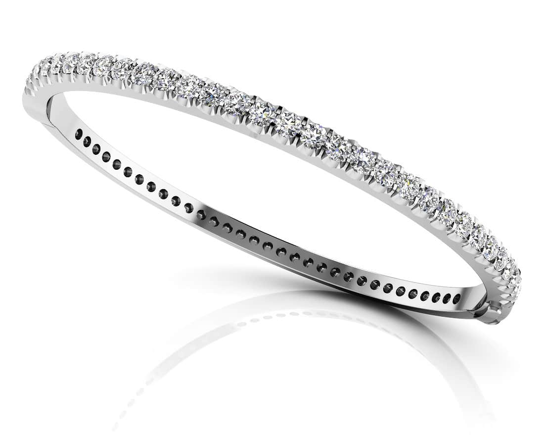Diamond Top Bangle In 14K 18K Yellow Gold White Gold Or Platinum