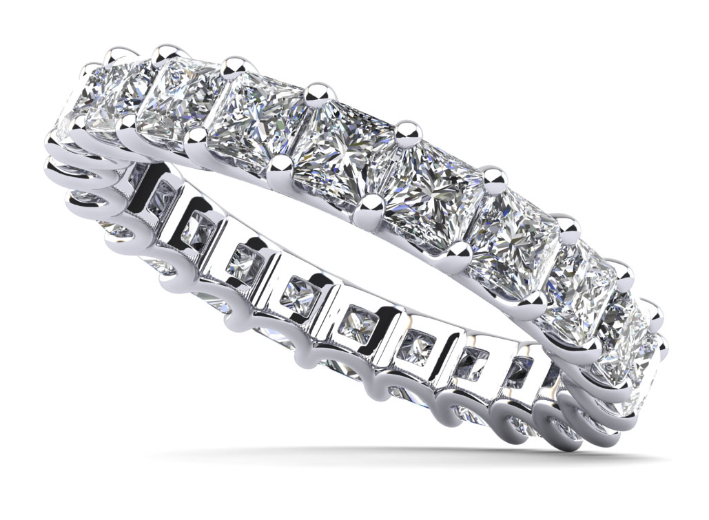 Princess Cut U Shape Eternity Ring