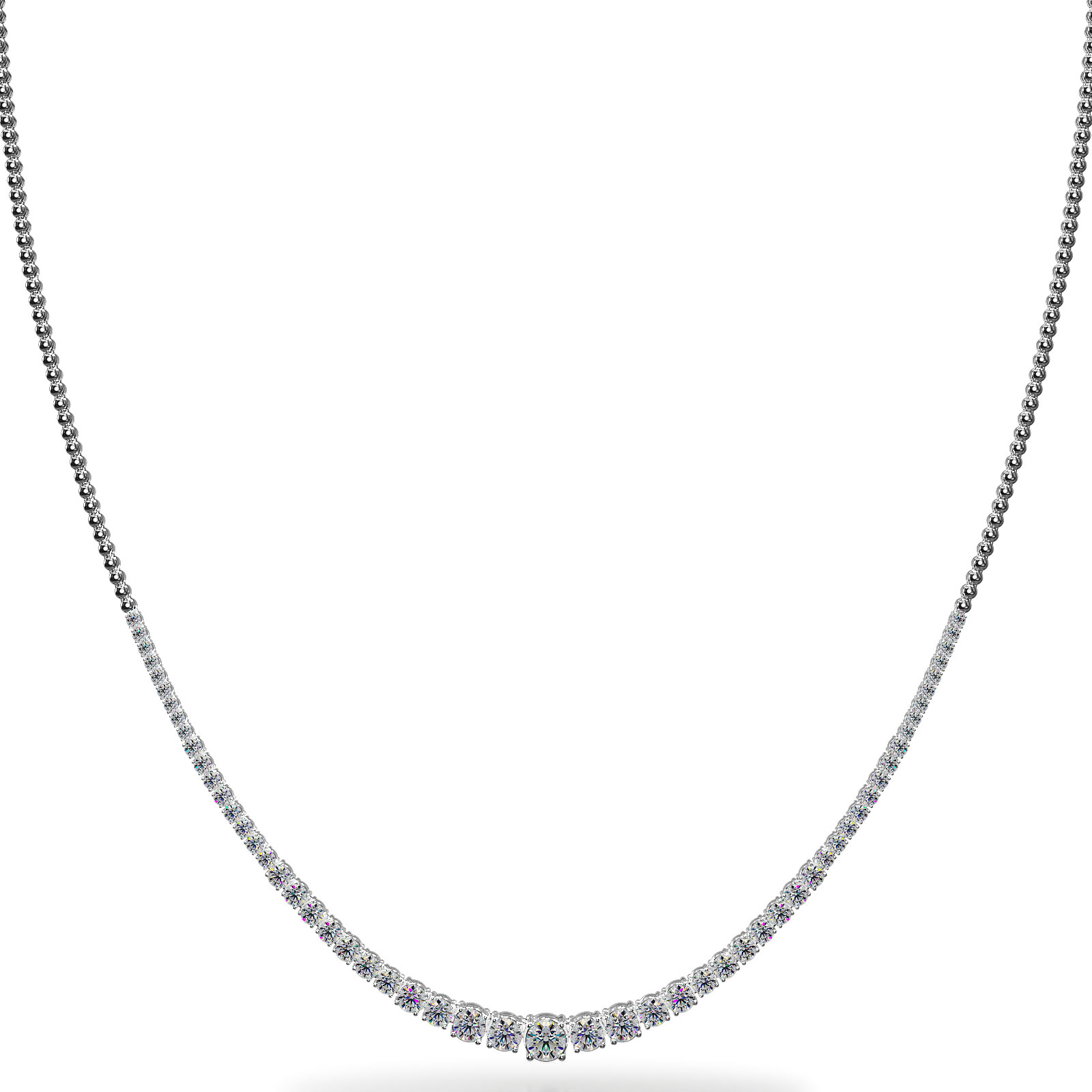Graduated Diamond Necklace With Shiny Links