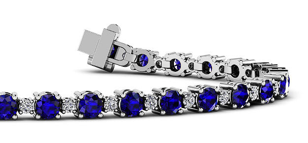 Alternating Diamond and Gemstone Tennis Bracelet