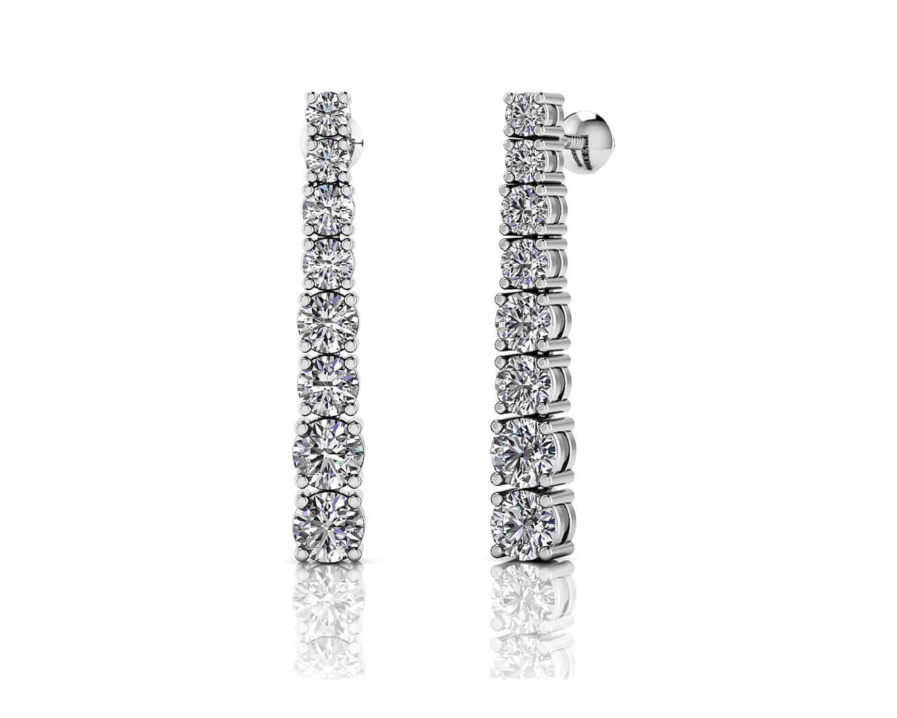 Graduated Round Diamond Dangle Drop Earrings