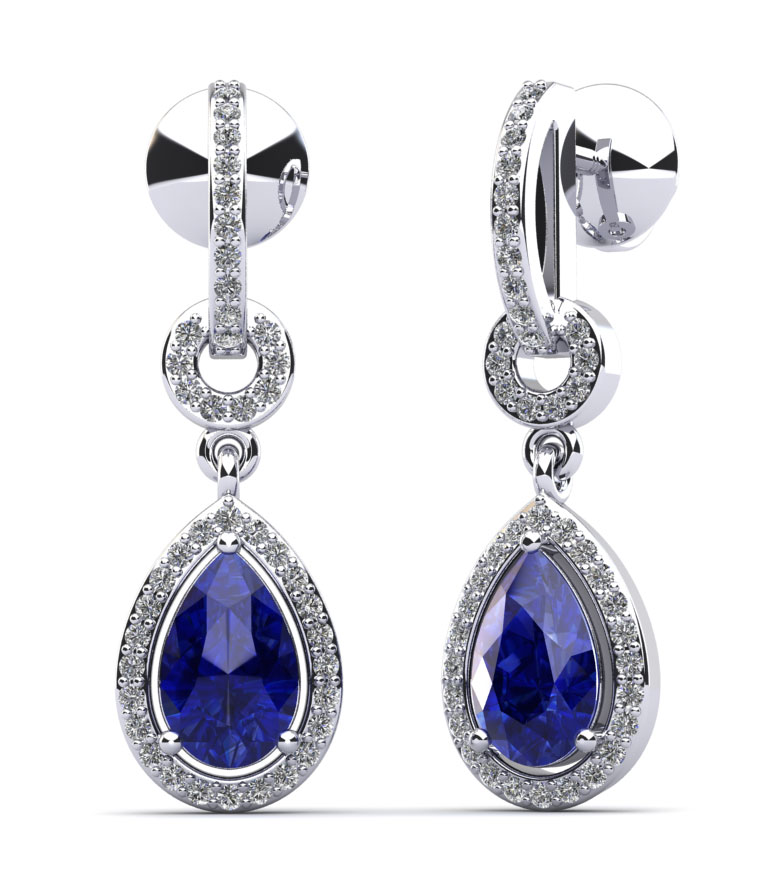 Pear Drop Dangle Diamond and Gemstone Earrings