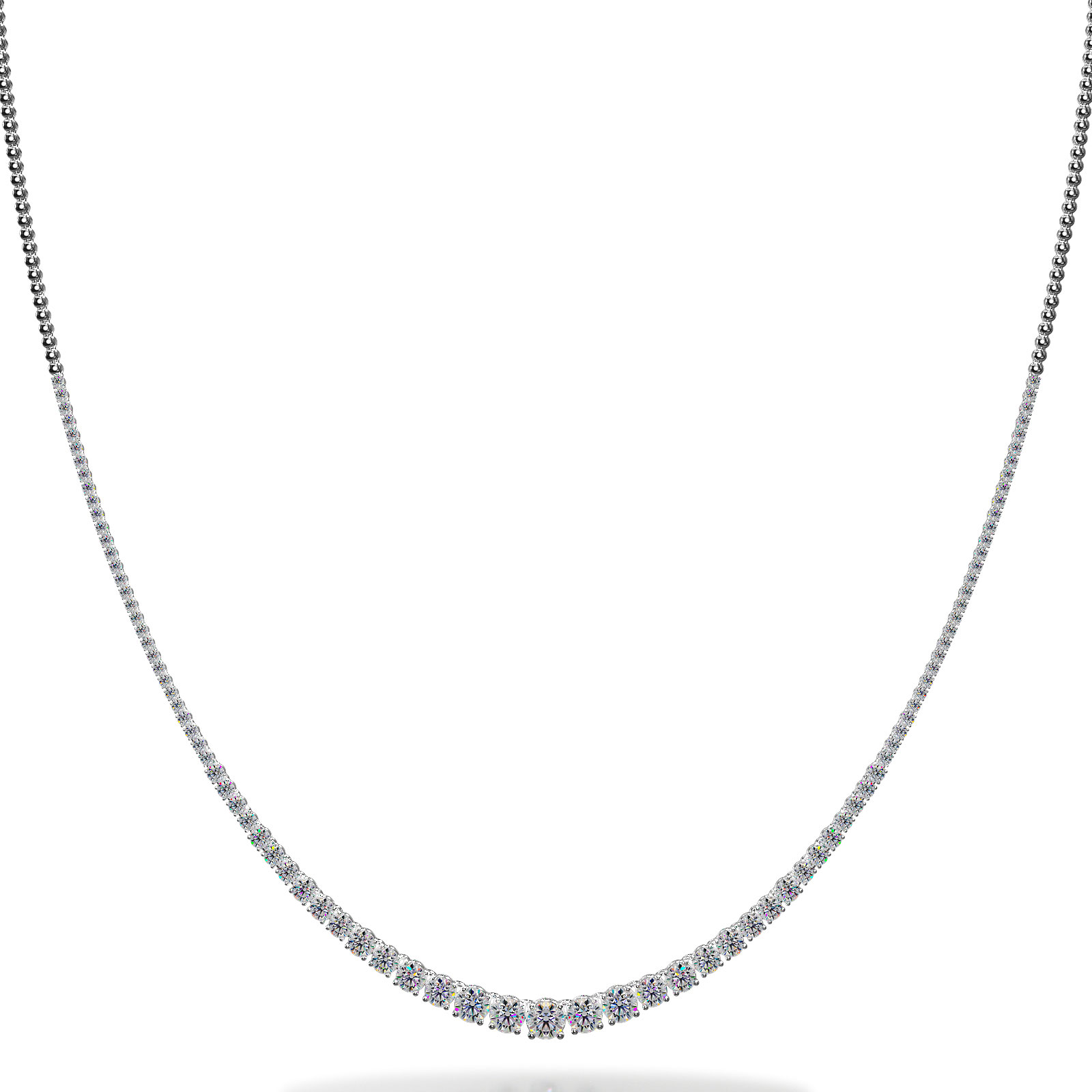 Timeless Four Prong Diamond Necklace with Shiny Links
