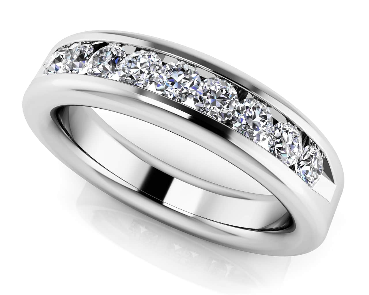 Traditional Diamond Channel Band In White Gold Yellow Gold Or Platinum