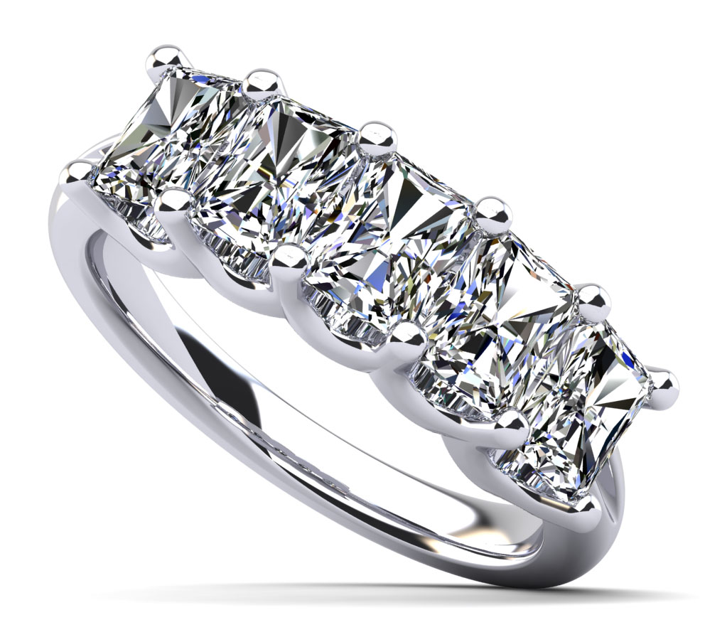 Five Stone Emerald Cut Diamond Ring