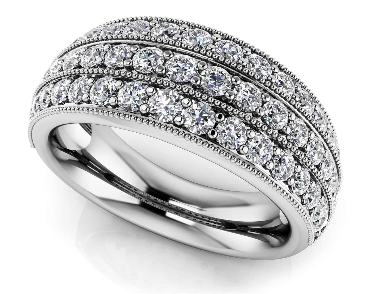 Triple Row Milgrain Edge Diamond Ring
