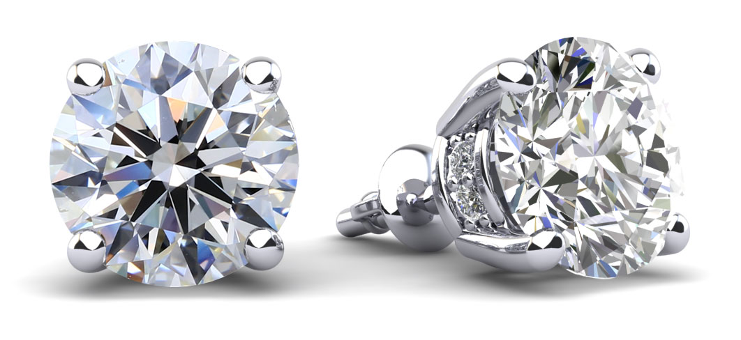 Brilliant Stud Earrings with Side Diamonds